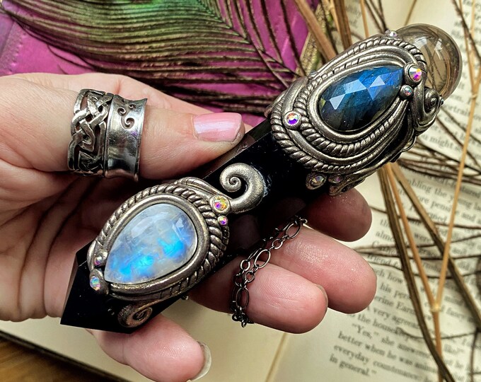 Lilith’s Meditation - Black Obsidian, Faceted Blue Flash Labradorite ...