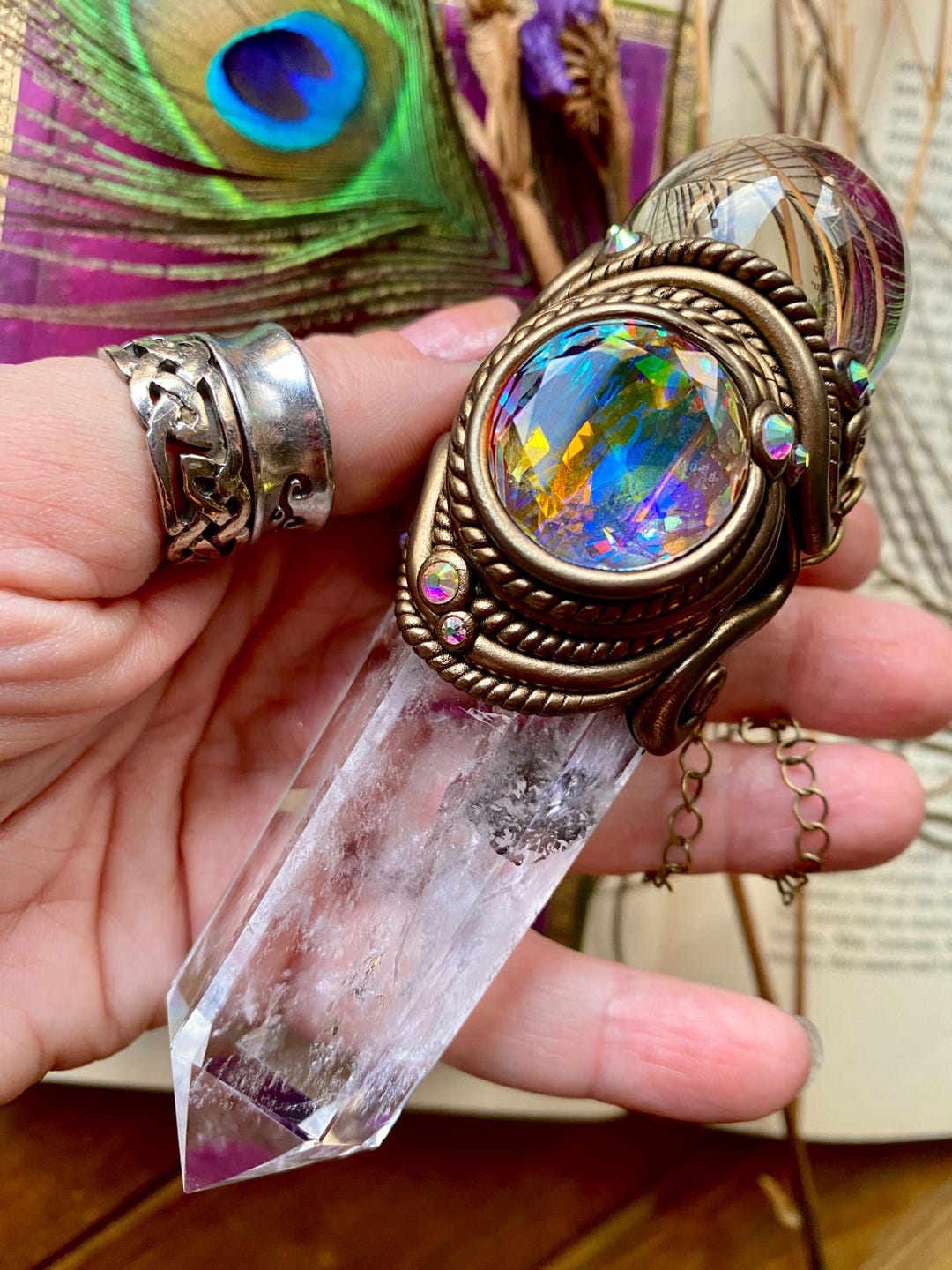 The Empress Stunning Faceted Angel Aura Quartz & Ice Water Clear Quartz ...