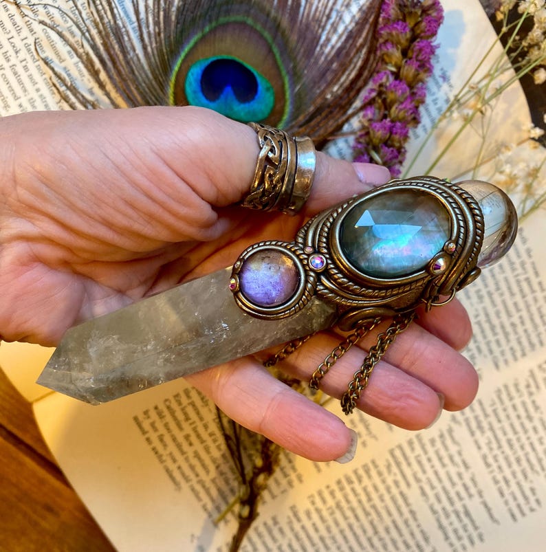 Pisces Rising - Black Mother of Pearl With Faceted Quartz Overlay ...