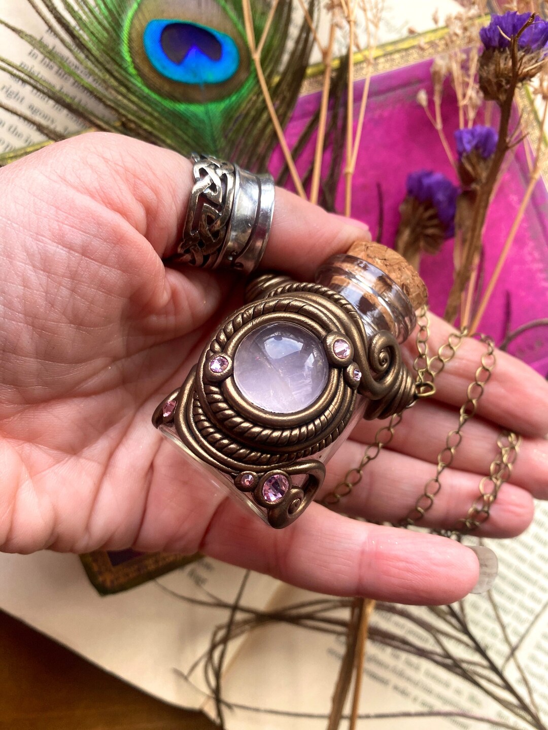 Little Love Potion Candy Pink Rose Quartz Miniature Wearable Apothecary ...