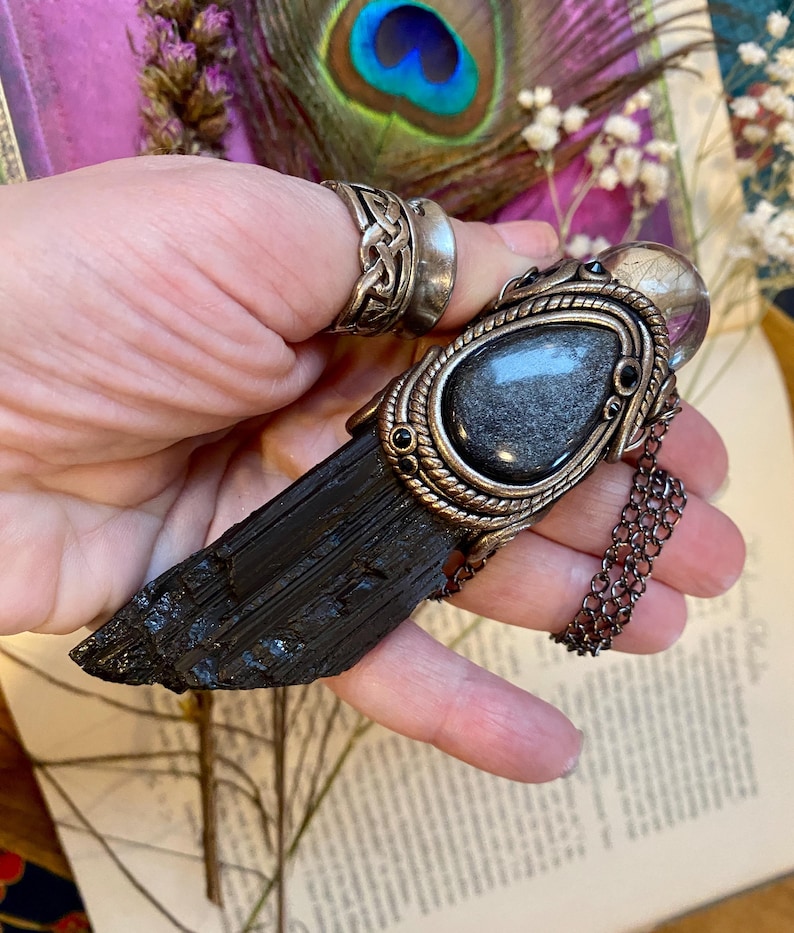 Black Moon Lilith - Silver Sheen Obsidian, Raw Black Tourmaline & Ice ...