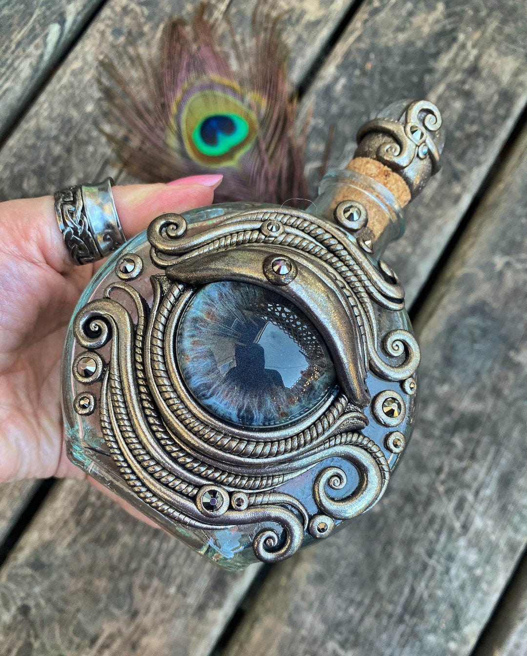 The Oracle XL Beautiful Grey Mystic Glass Eye & Angel Aura - Etsy
