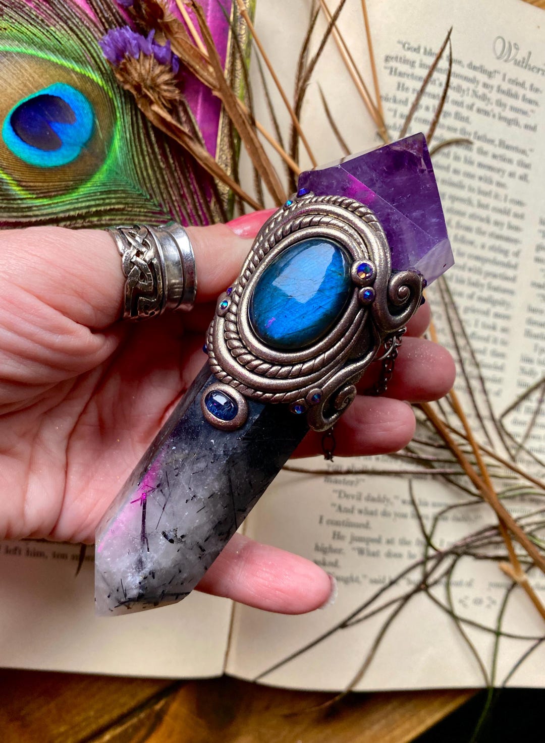 Scorpio Rising Stunning Jet Black Tourmalinated Quartz, Blue Fire Flash ...