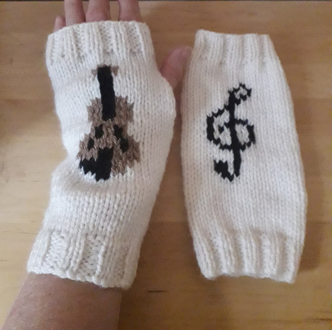 Violin and Treble Clef Fingerless Gloves Music Wrist Warmers - Etsy