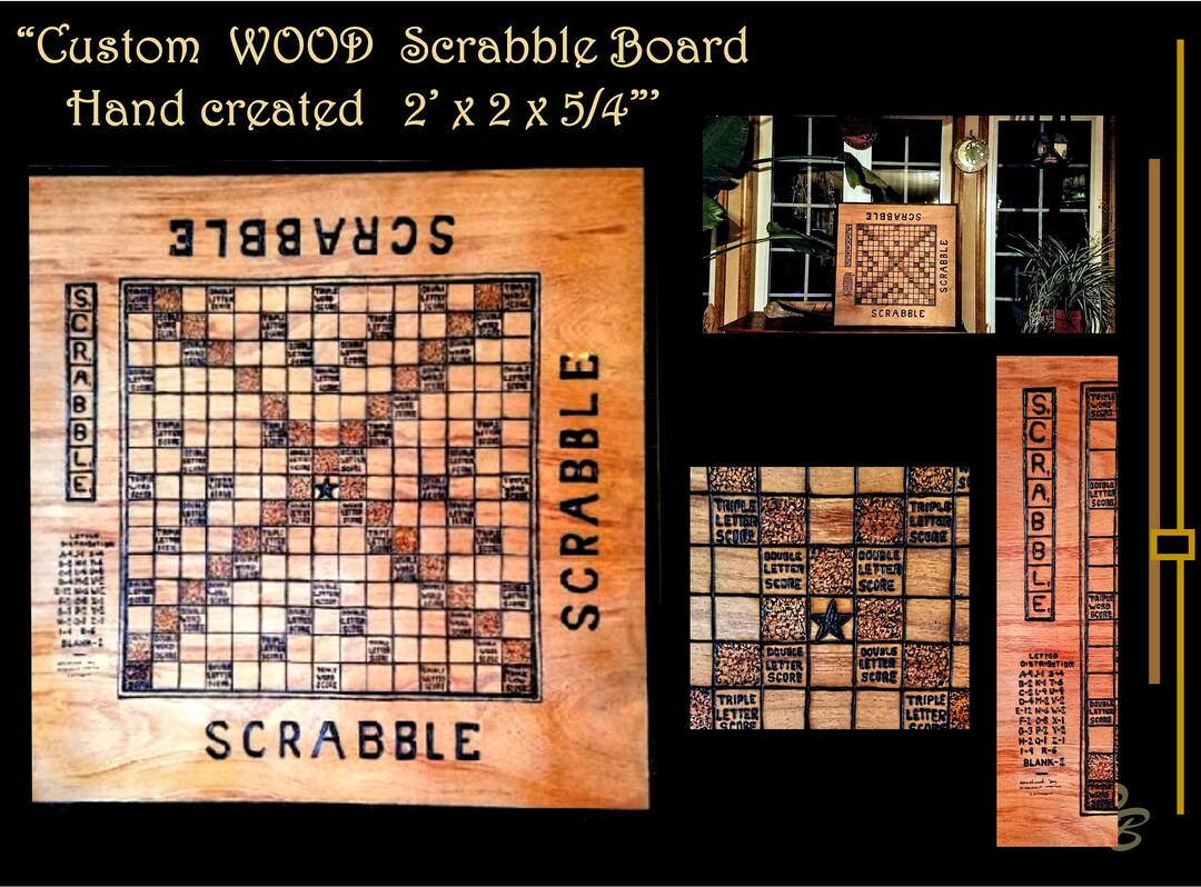 Wood Scrabble Board, Custom Scrabble Board, Personalized, Hand Created ...