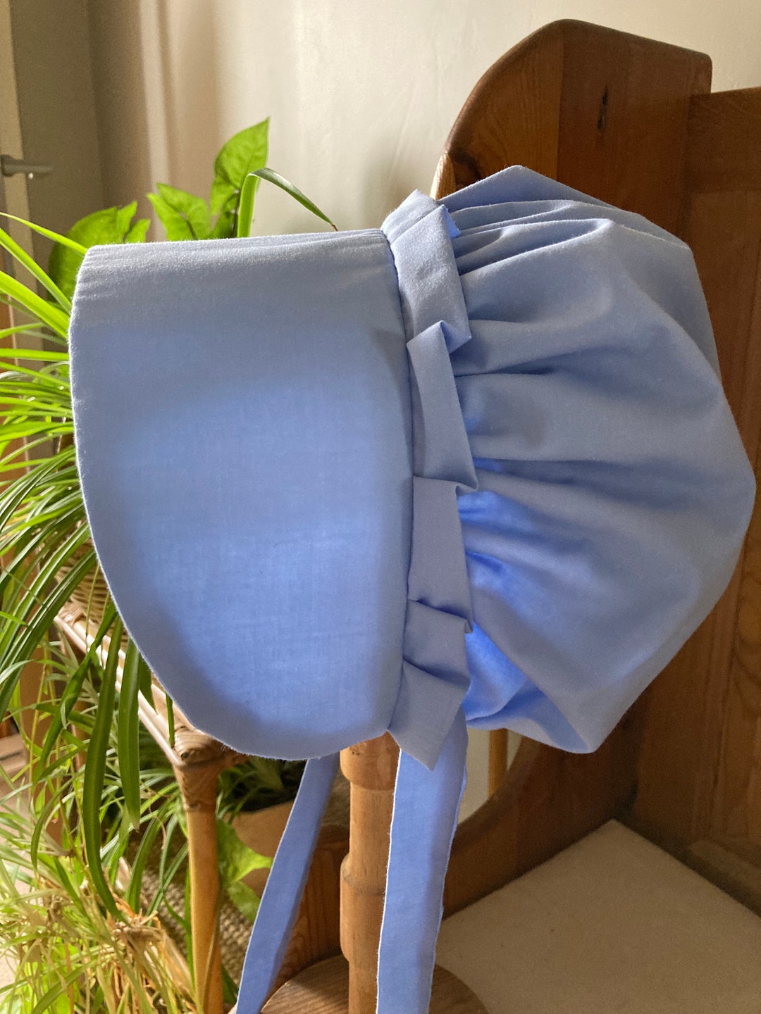 Girl's Bonnet Victorian Style. Light Blue With Decorative Frill ...