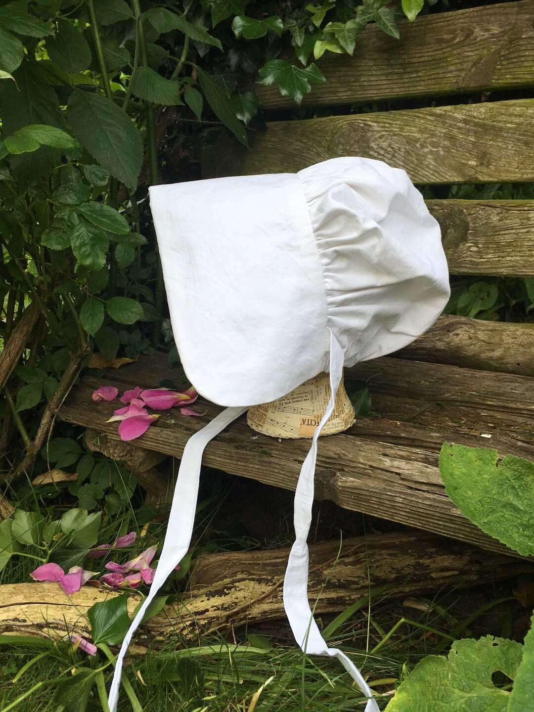 White Cotton Victorian Style Bonnet, Adult. Stage Costume, Event, Old ...