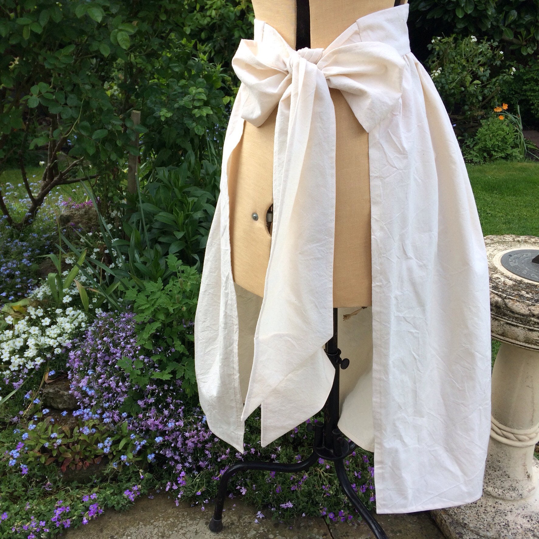 Long Calico Apron Vintage Old Style Victorian Style. - Etsy UK