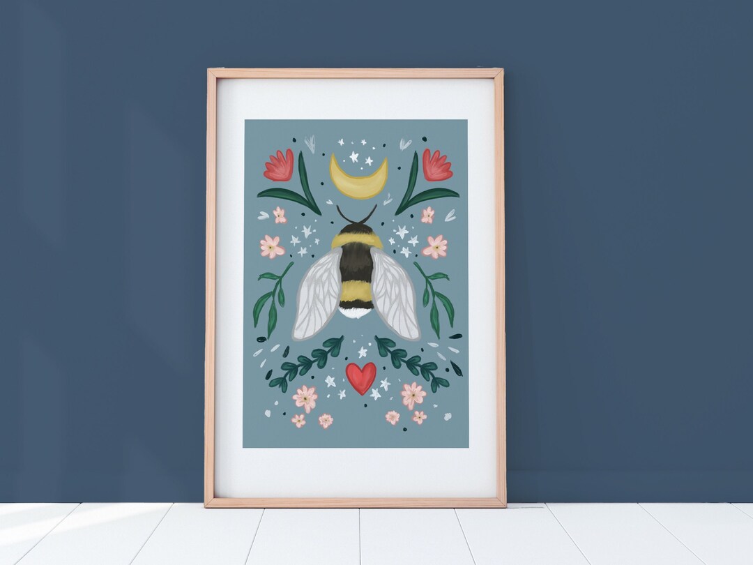 Bee Print, Bumble Bee Print, Botanical Print, Celestial, Bumble Bee ...