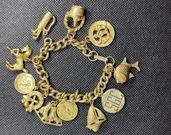 1950s Vintage Monet Charm Bracelet Gold Tone - Etsy