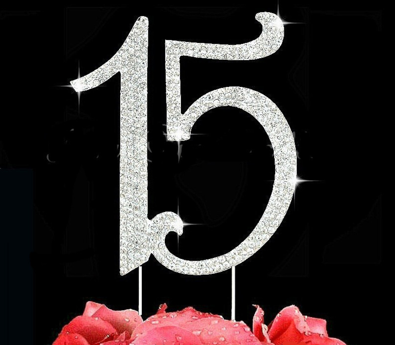 Large Real Rhinestone Number 15 Quinceanera Anniversary Cake | Etsy