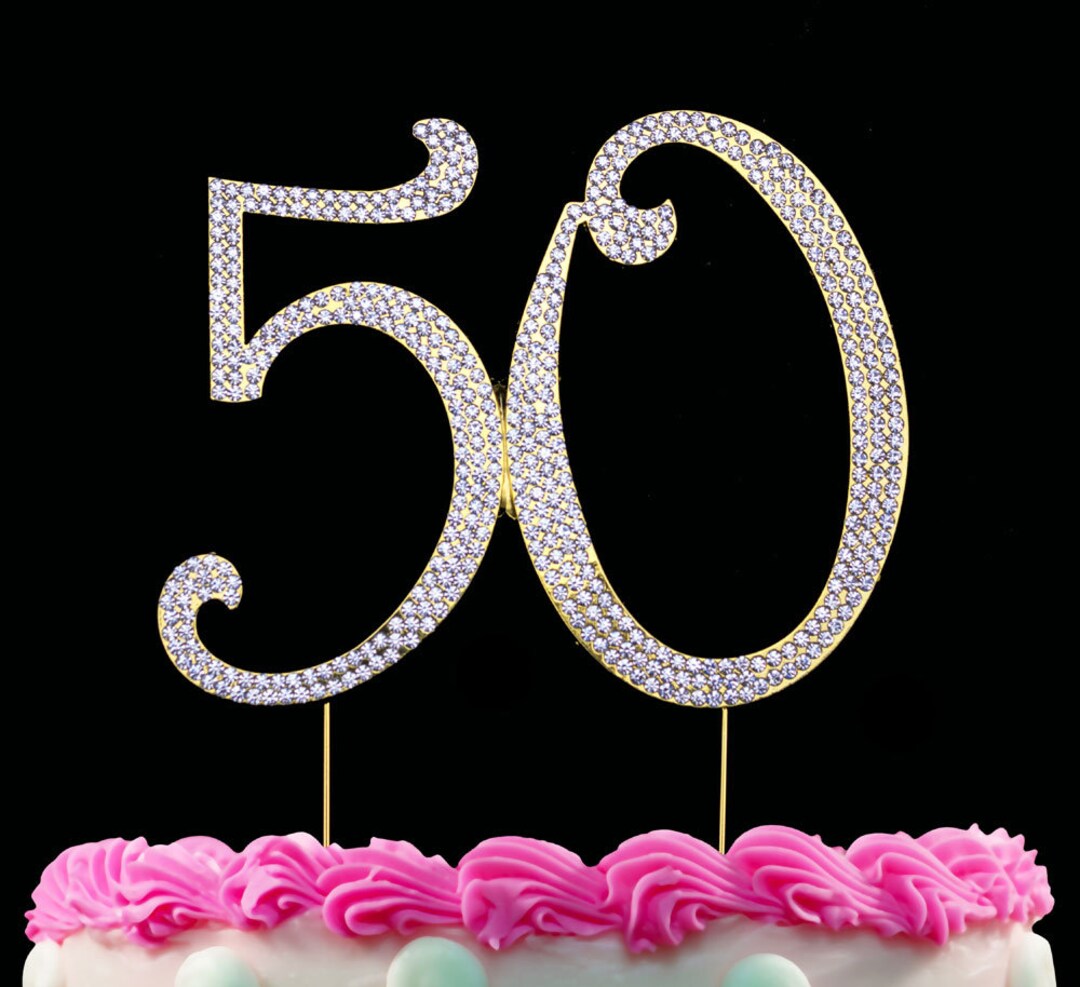 50th Birthday Cake Topper 50 Cake Topper Bling Anniversary Cake Topper