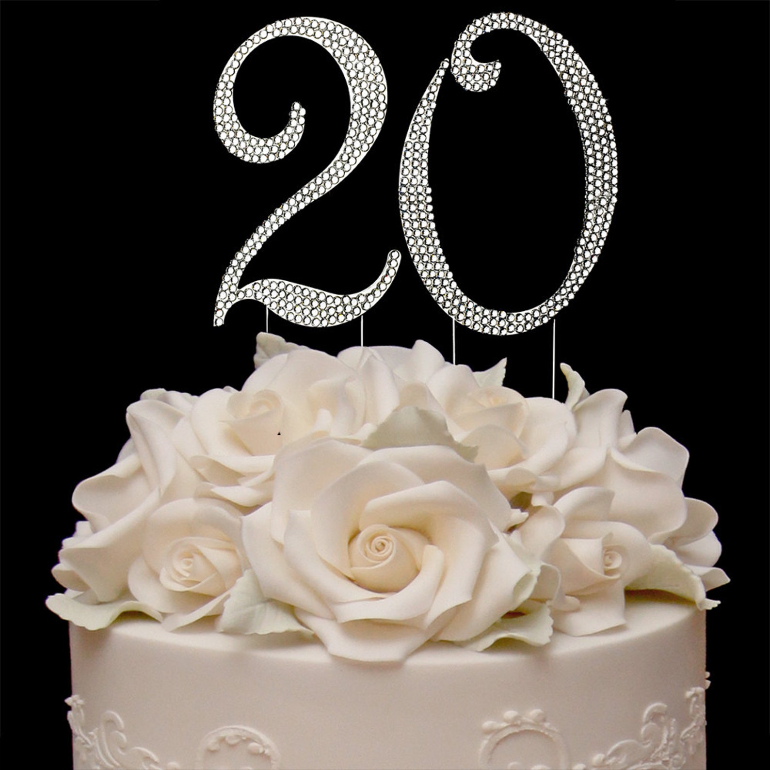 20th Birthday Crystal Cake Toppers Silver Bling Birthday Cake - Etsy
