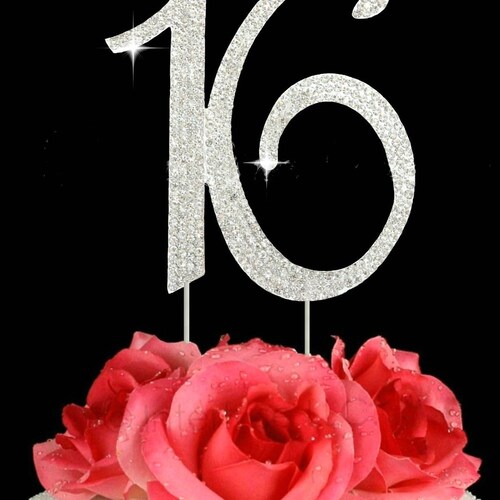 16th Birthday Cake Toppers Crystal Number 16 Rhinestone Bling - Etsy