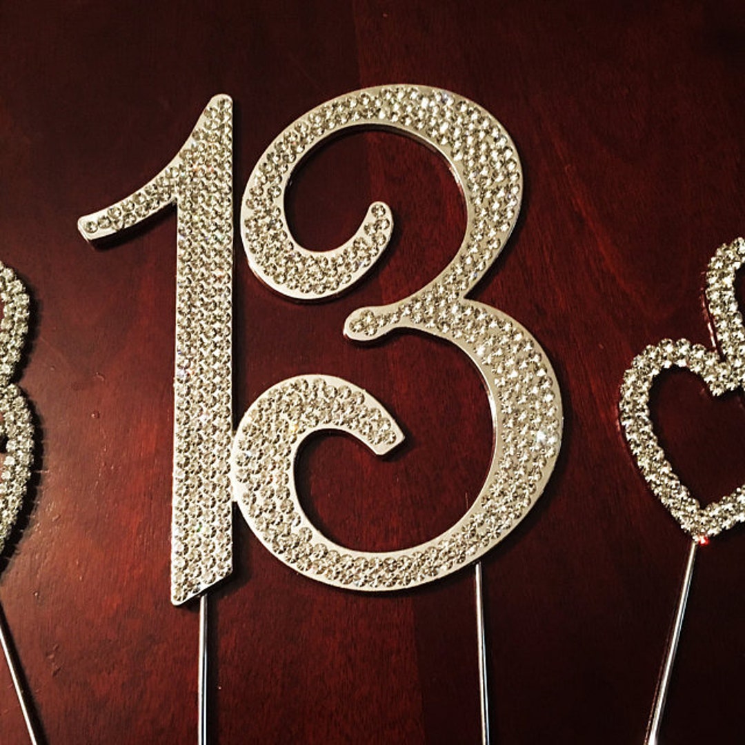 13th Birthday Cake Toppers Crystal Number 13 Rhinestone Bling Cake ...