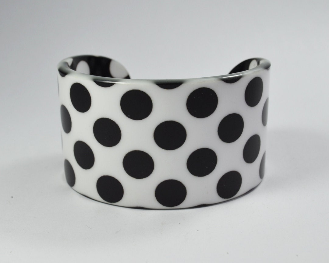 Black and White Polka Dots Design - Black and White Dotted Cuff - Etsy
