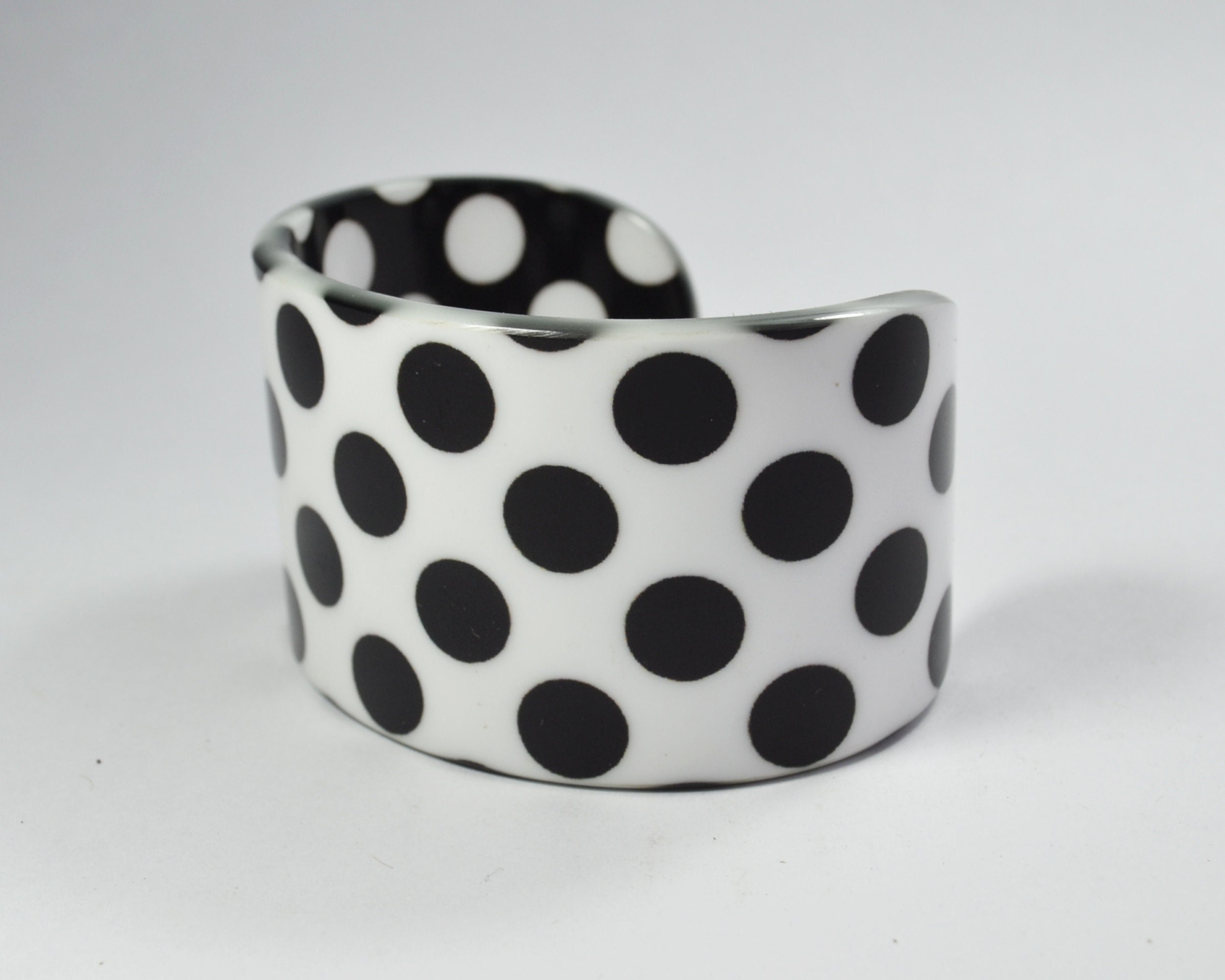Black and White Polka Dots Design Black and White Dotted Cuff - Etsy