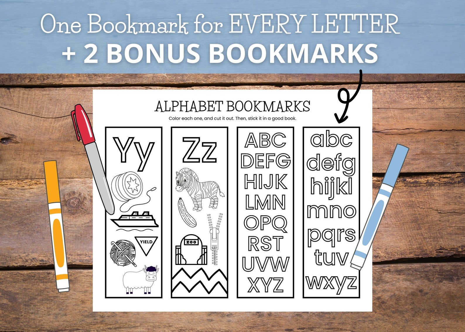 Alphabet Printable Bookmarks Letter Coloring Pages Alphabet Literacy ...