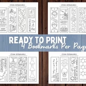 STEAM Printable Bookmarks / Art Coloring Pages / Science Bookmark Set ...