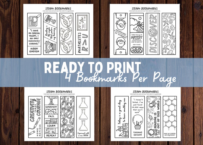 STEAM Printable Bookmarks / Art Coloring Pages / Science Bookmark Set ...