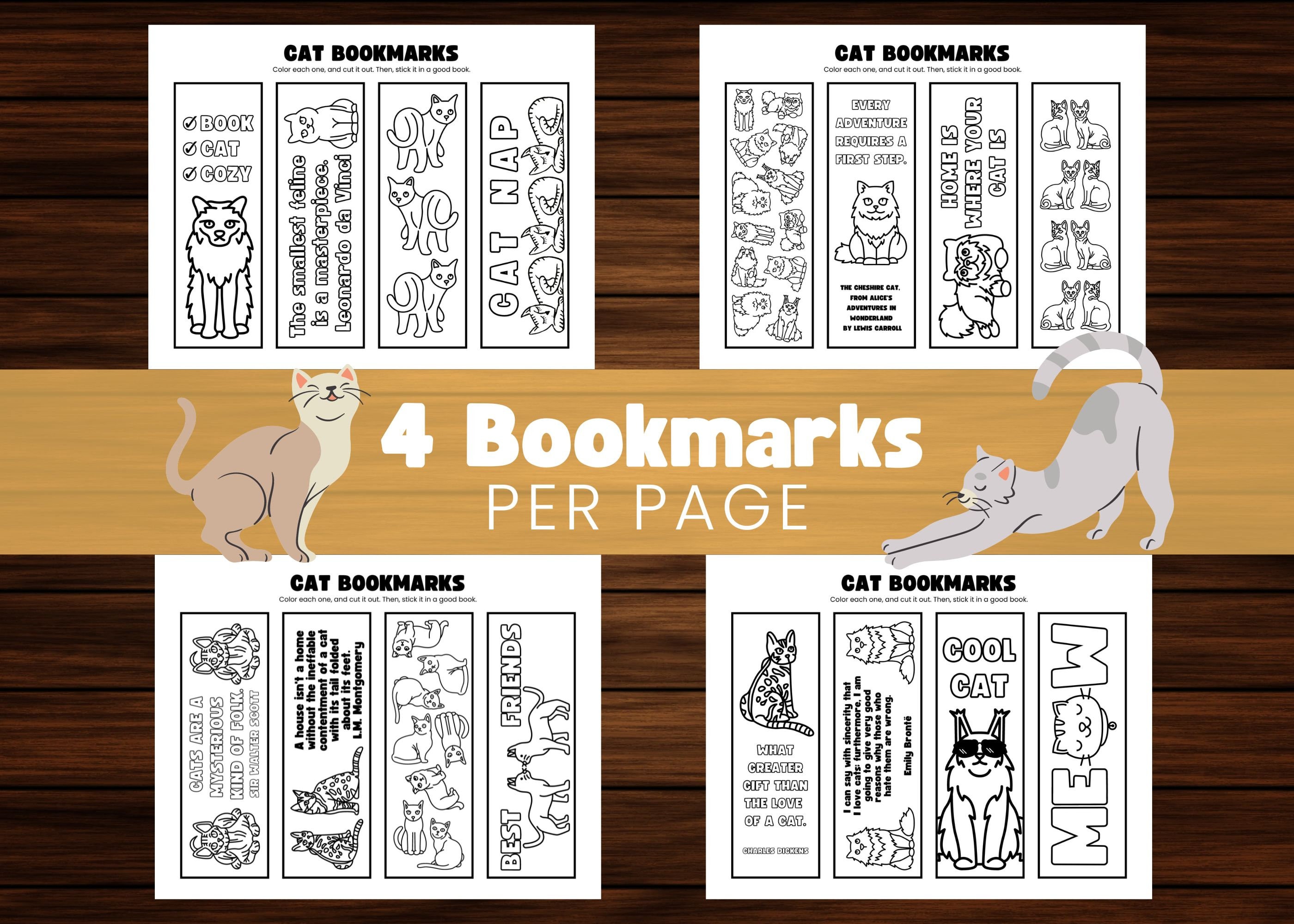 Cat Printable Bookmarks / Kitten Coloring Pages / Bookmark Set - Etsy
