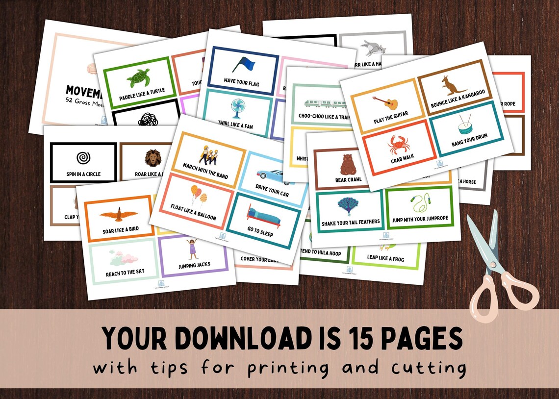 Printable Movement Cards / Gross Motor Activity / Preschool Flash Cards ...