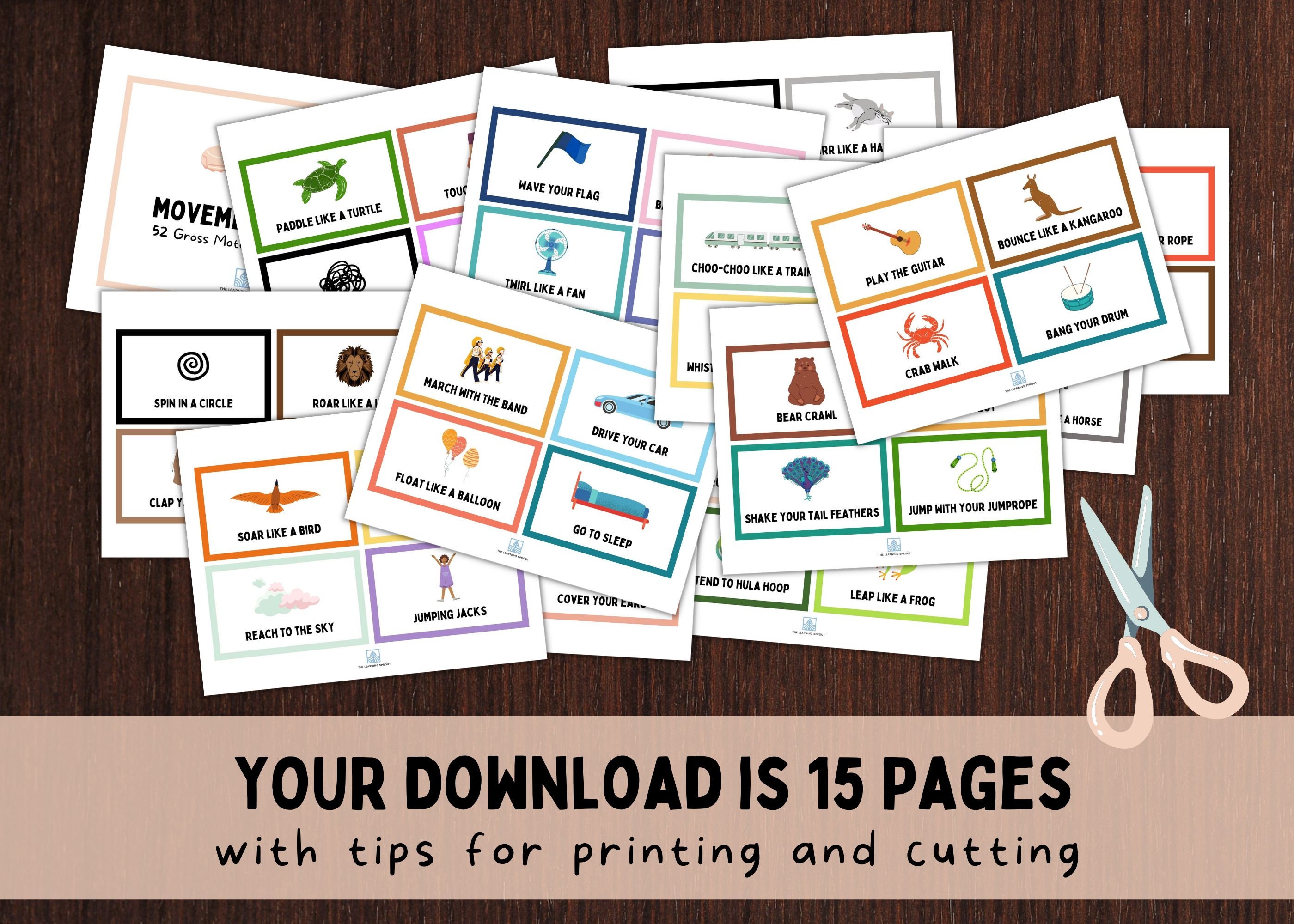 Printable Movement Cards / Gross Motor Activity / Preschool Flash Cards ...