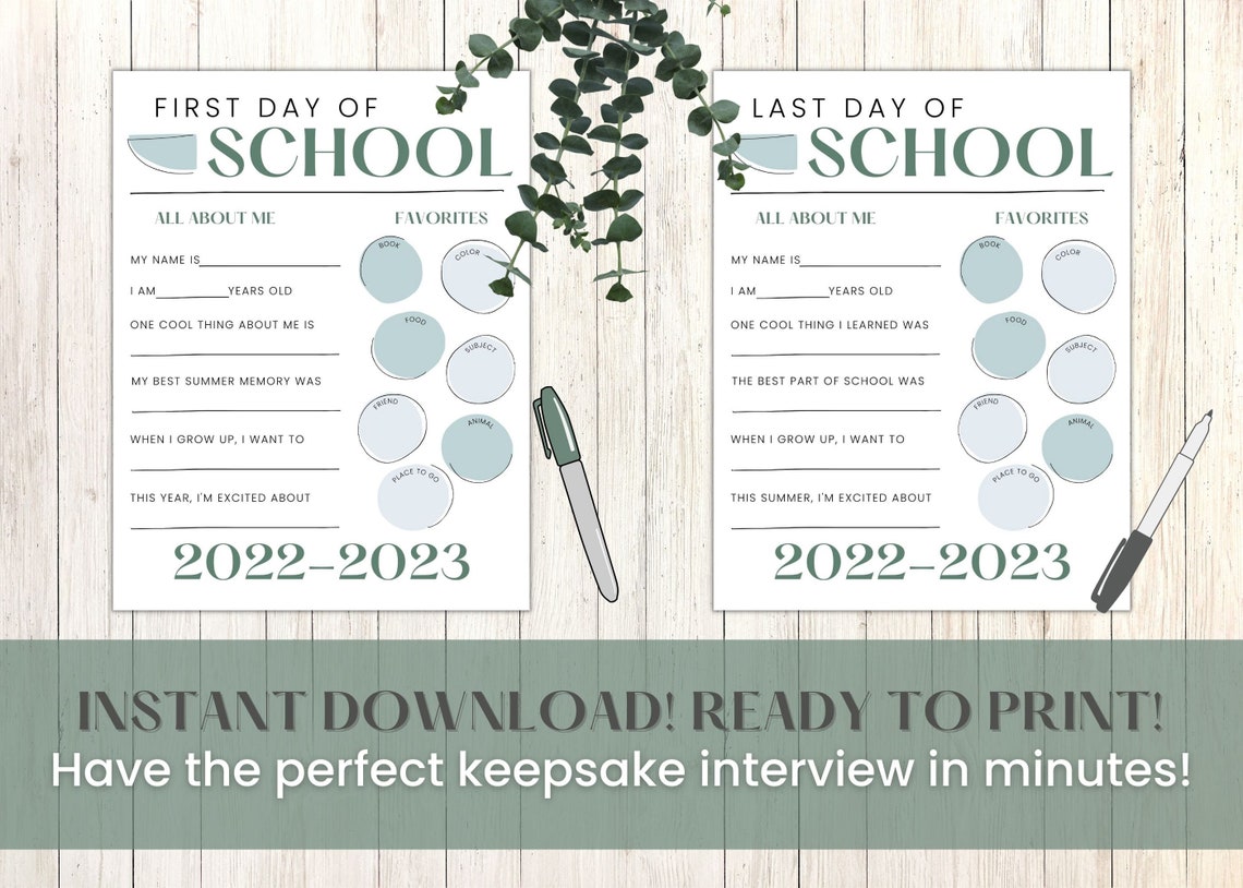 First Day of School Questionnaire / Back to School Interview Printable ...