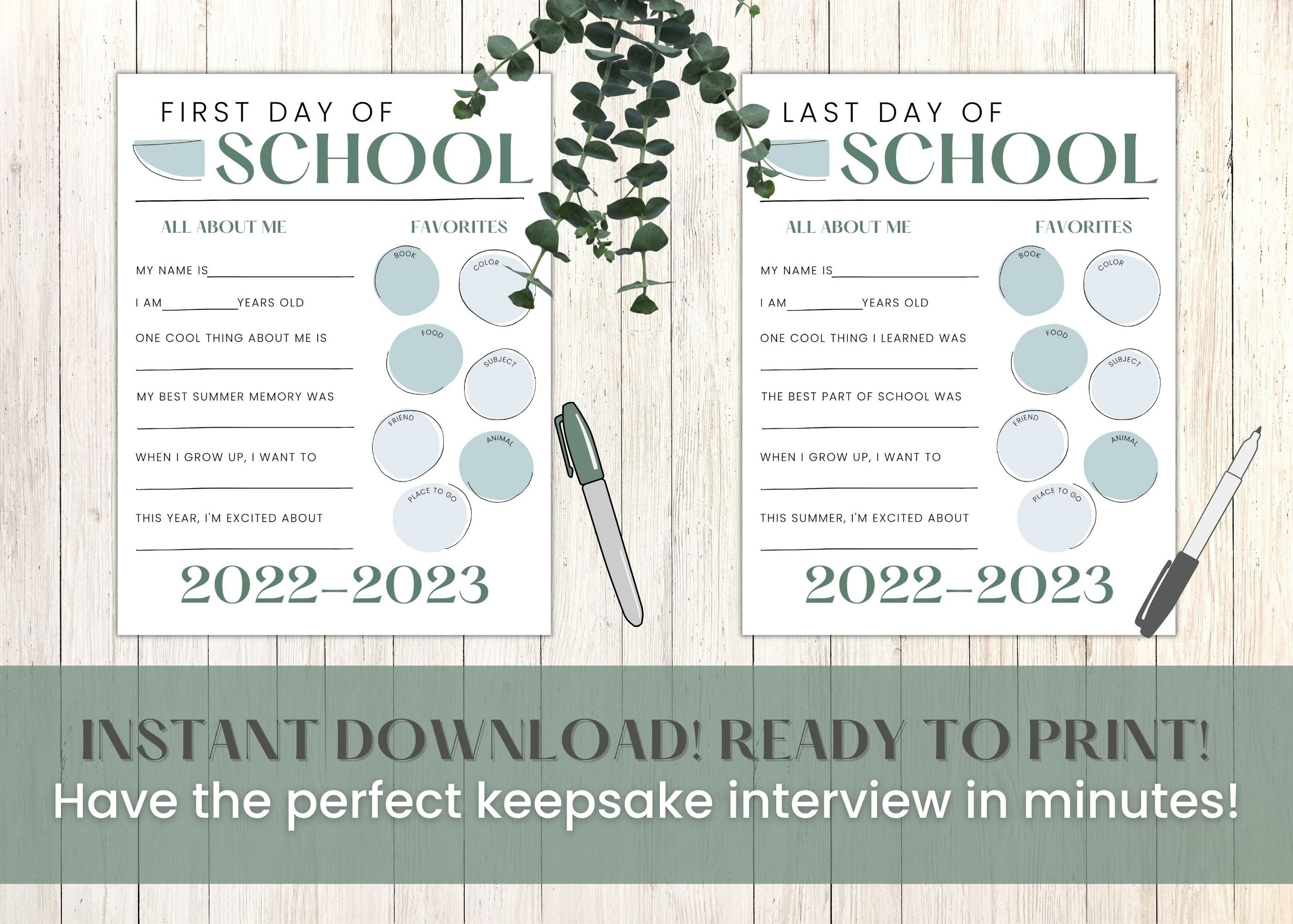 First Day of School Questionnaire / Back to School Interview Printable ...