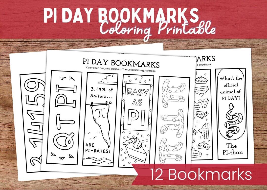 Pi Day Printable Bookmarks / STEM Coloring Pages / Math Bookmark Set - Etsy