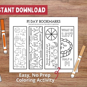 Pi Day Printable Bookmarks / STEM Coloring Pages / Math Bookmark Set - Etsy