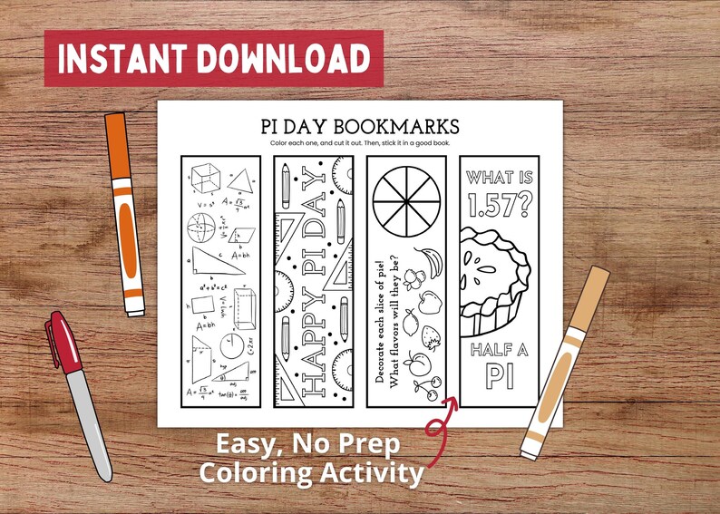 Pi Day Printable Bookmarks / STEM Coloring Pages / Math Bookmark Set - Etsy