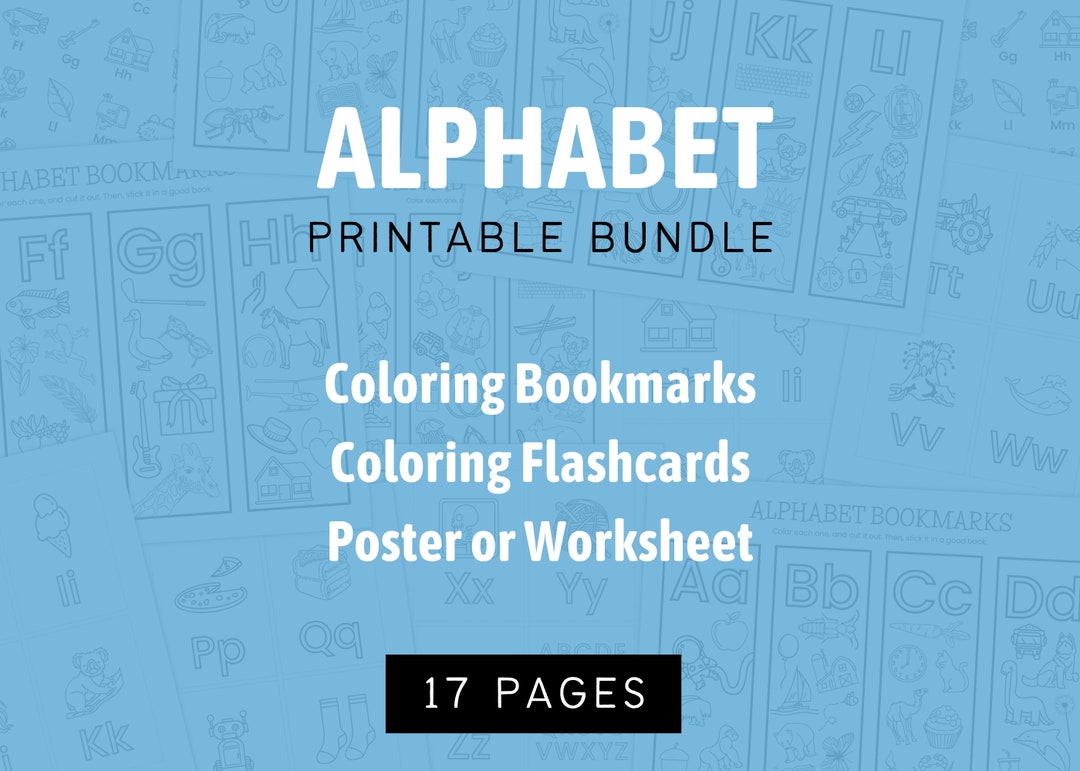 Alphabet Coloring Bundle / Alphabet Flashcards ABC Printable Coloring ...