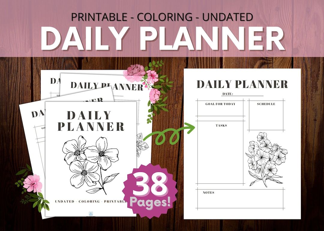 Daily Planner Pages / Printable Planner for Women / Adult Coloring ...