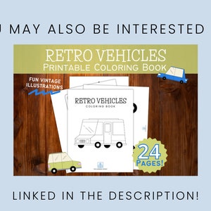 Retro Vehicle Printable Bookmarks / Car Coloring Pages / Trucks ...