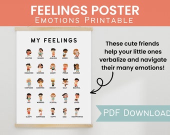 Feelings Chart, Mental Health Print, Pastel Classroom Decor ...