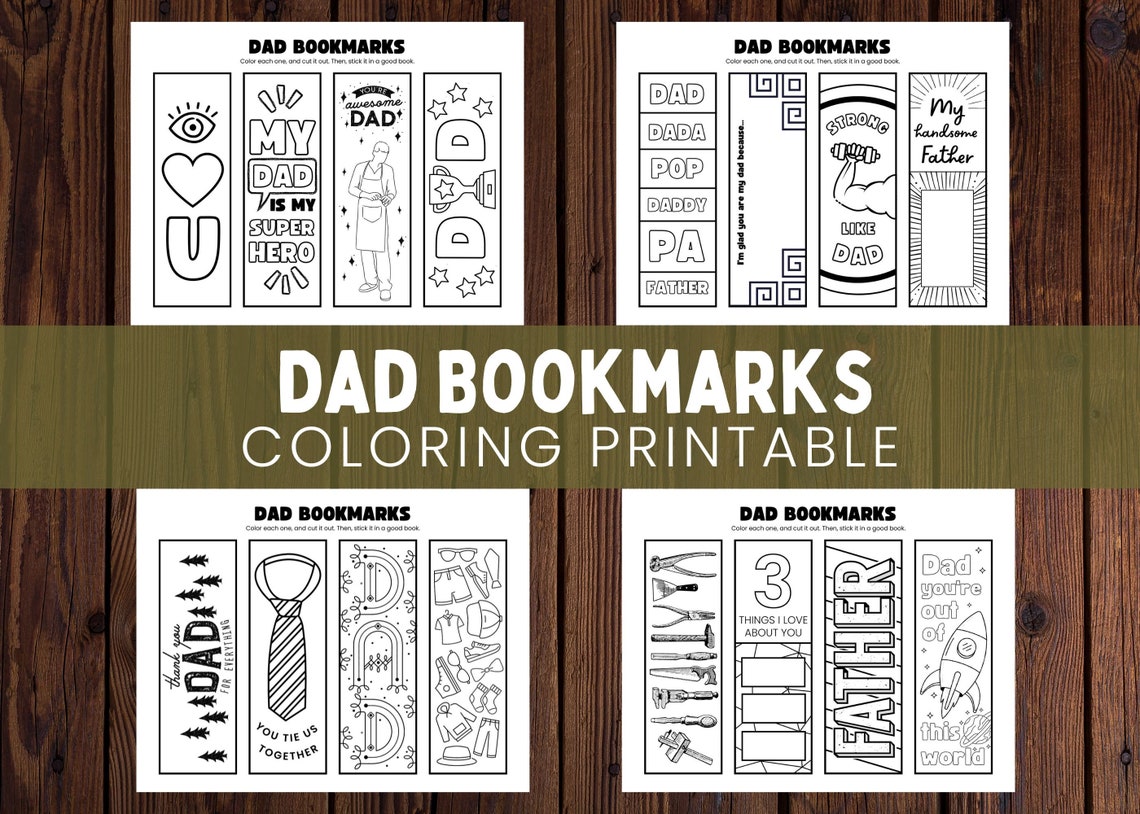 Dad Printable Bookmarks / Fathers Day Coloring Pages / Papa Bookmark ...