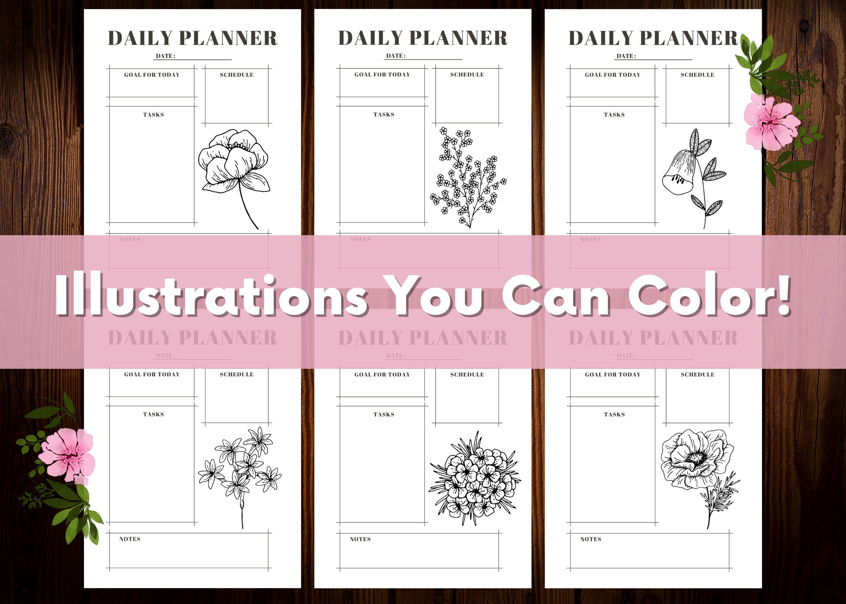 Daily Planner Pages / Printable Planner for Women / Adult Coloring ...