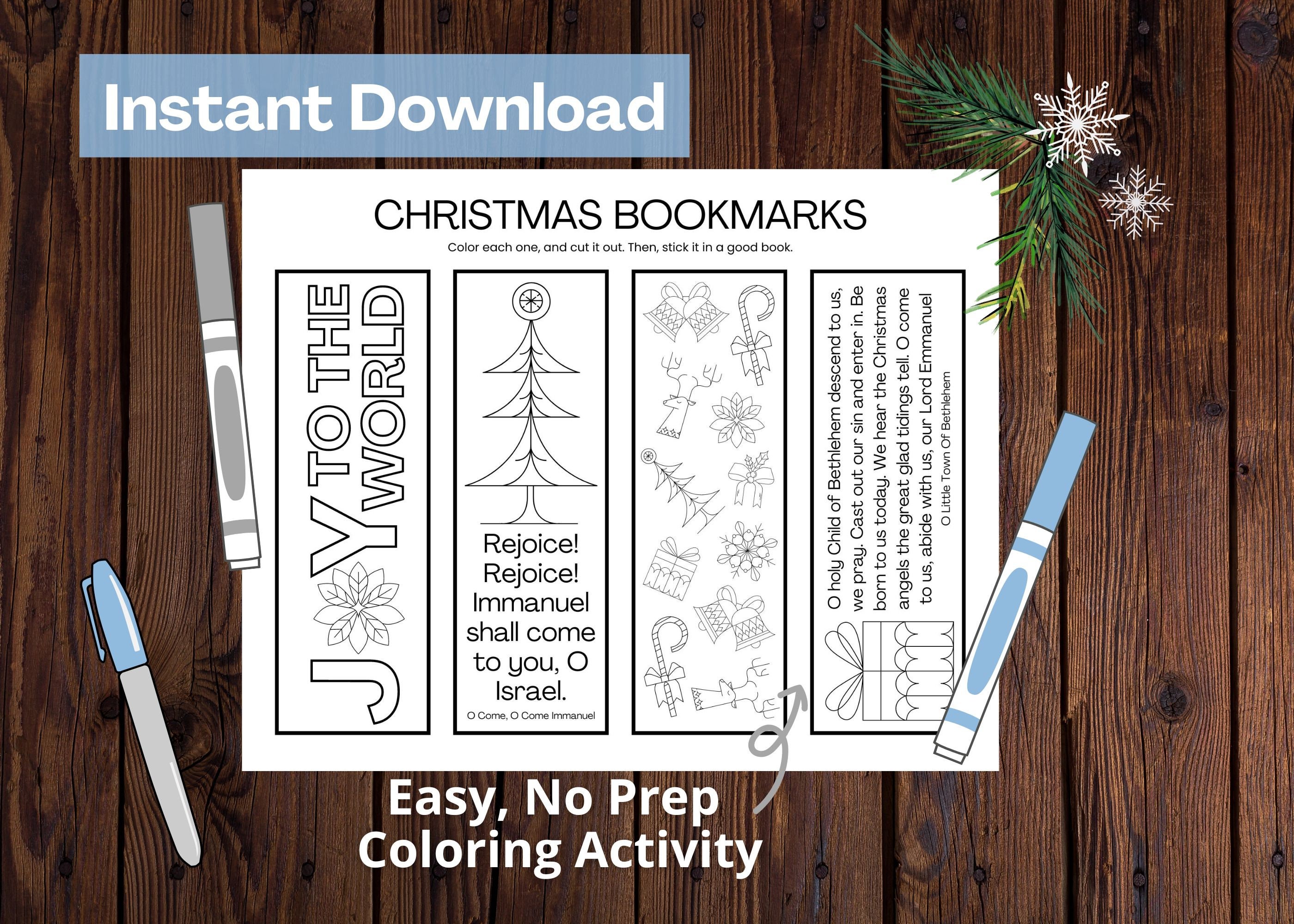 Christmas Bible Verse Bookmarks / Printable Christian Holiday Coloring ...