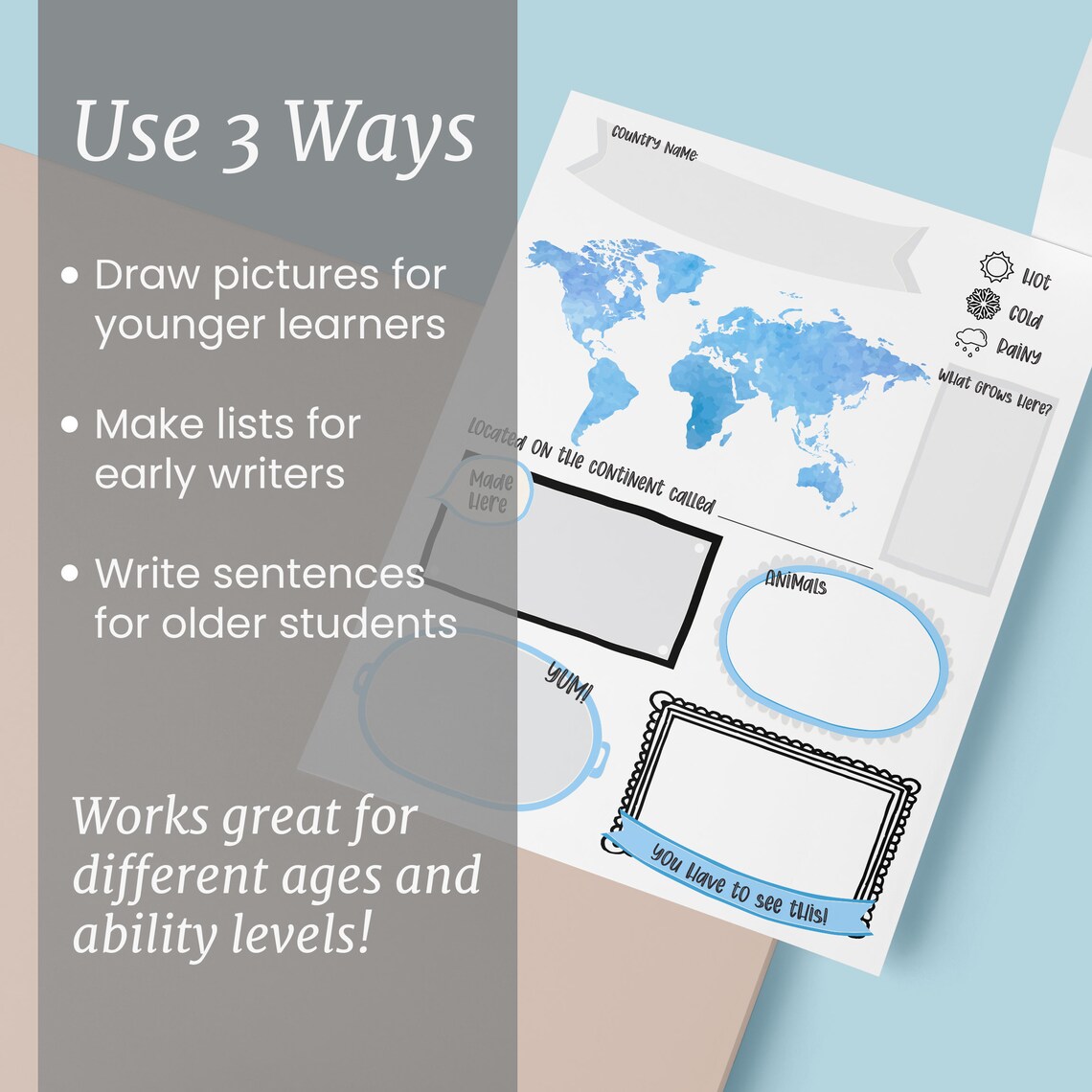 Country Study Geography Printable / Social Studies Worksheet - Etsy