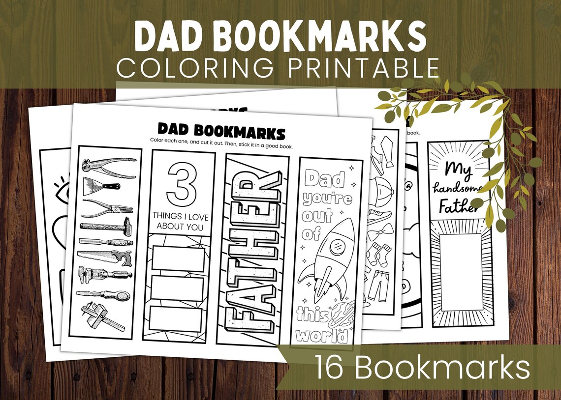 Dad Printable Bookmarks / Fathers Day Coloring Pages / Papa Bookmark ...