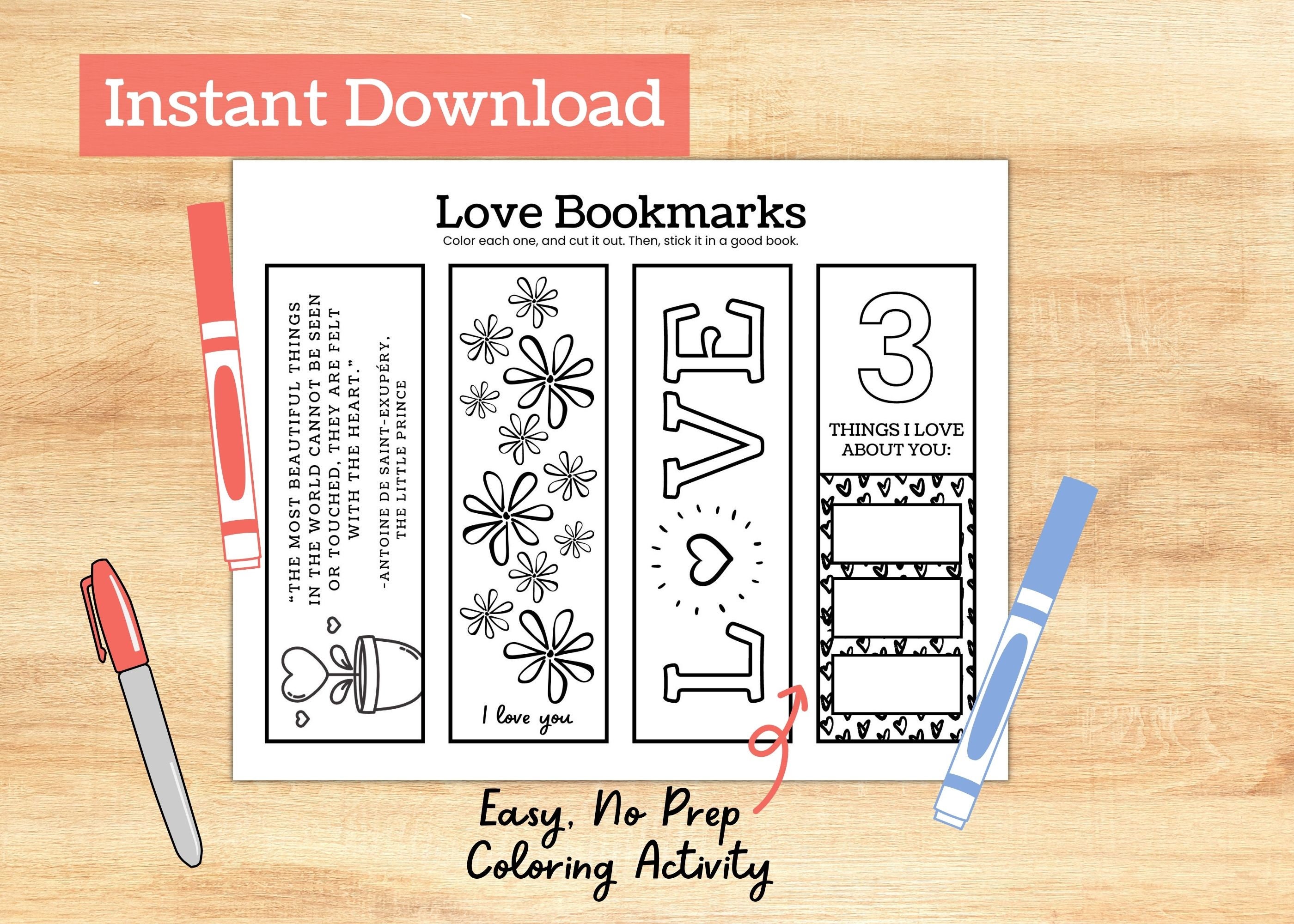 Love Printable Bookmarks / Valentines Day Coloring Pages / February ...