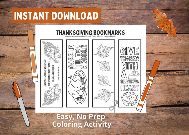 Thanksgiving Coloring Bookmarks / Printable Fall Coloring Pages - Etsy