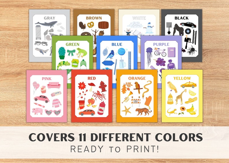 Color Printable Flashcards / Preschool Educational Game - Etsy