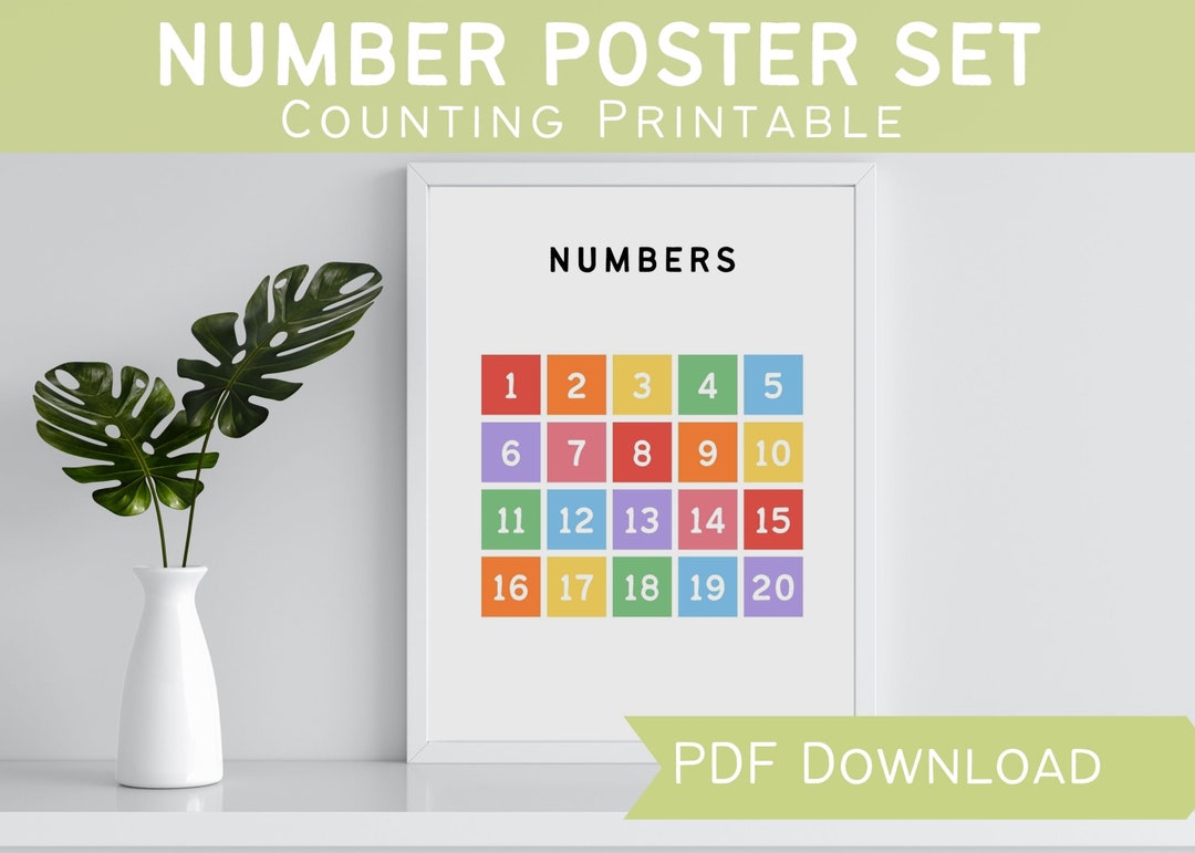 Number Educational Prints / Counting Classroom Poster / Preschool Math ...