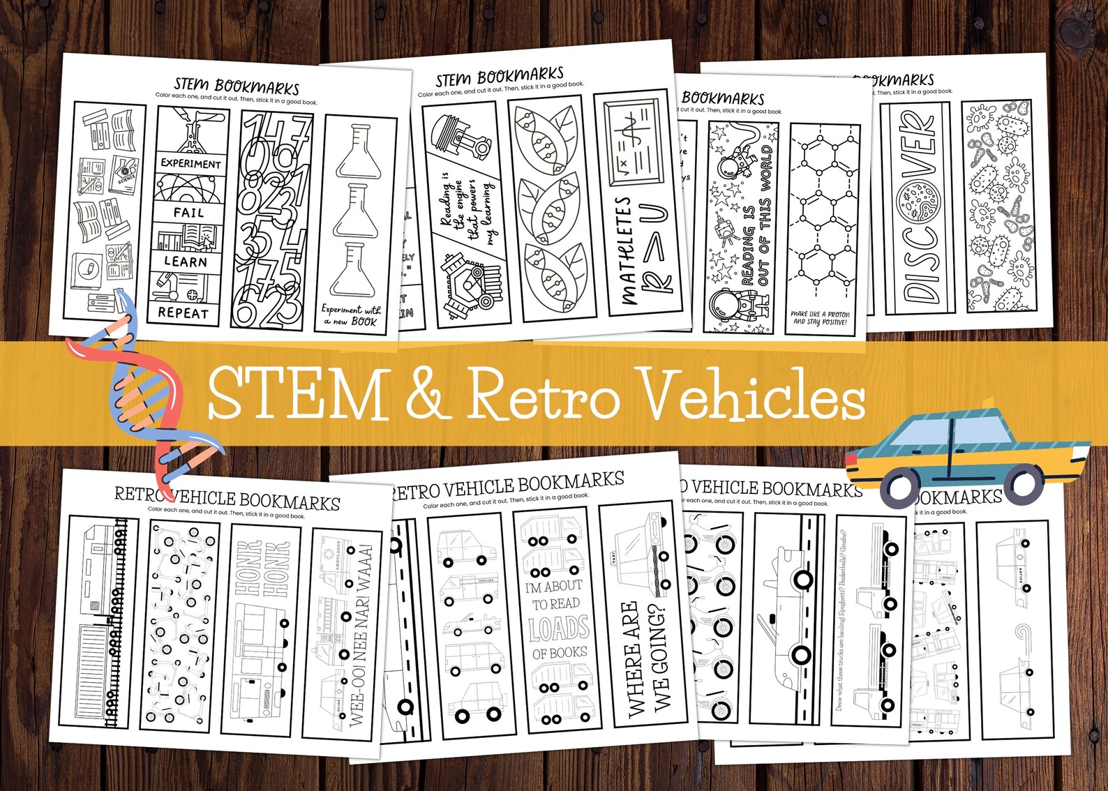Printable Coloring Bookmarks Bundle / STEM Coloring Pages / Homeschool ...