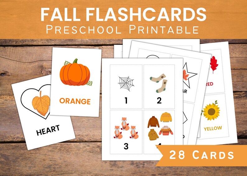 Fall Preschool Flashcards / Printable Autumn Flash Cards - Etsy