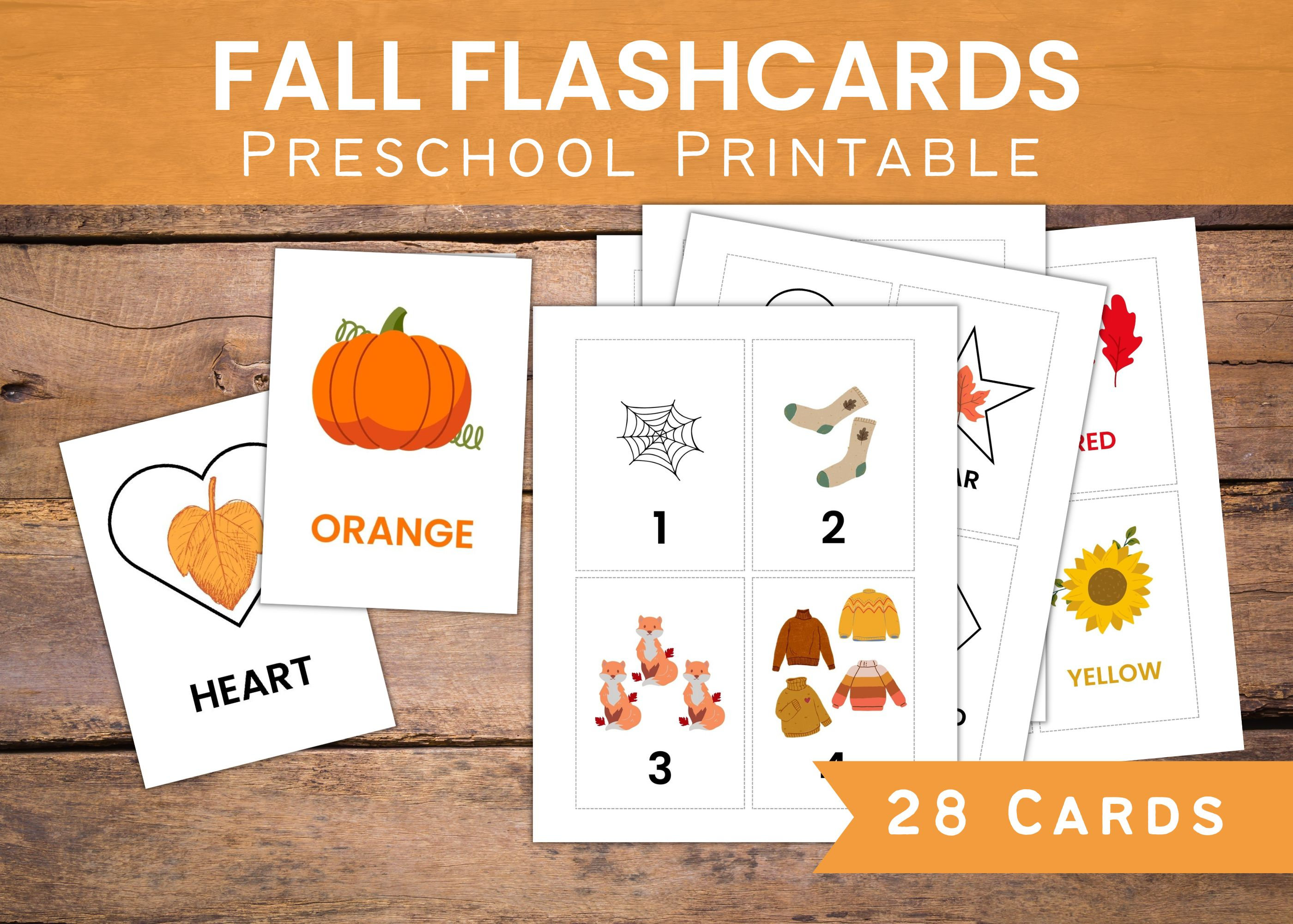 Fall Preschool Flashcards / Printable Autumn Flash Cards - Etsy