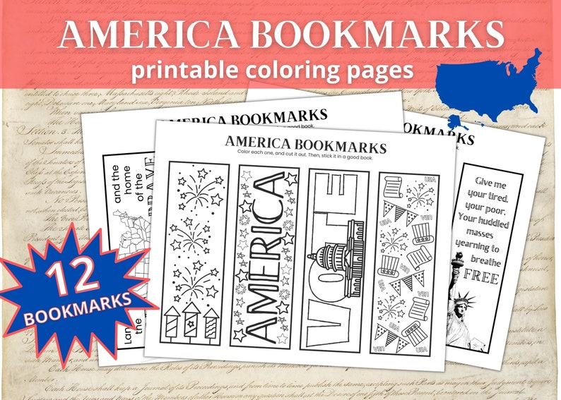 America Printable Bookmarks / Veterans Day Coloring Pages / Election ...