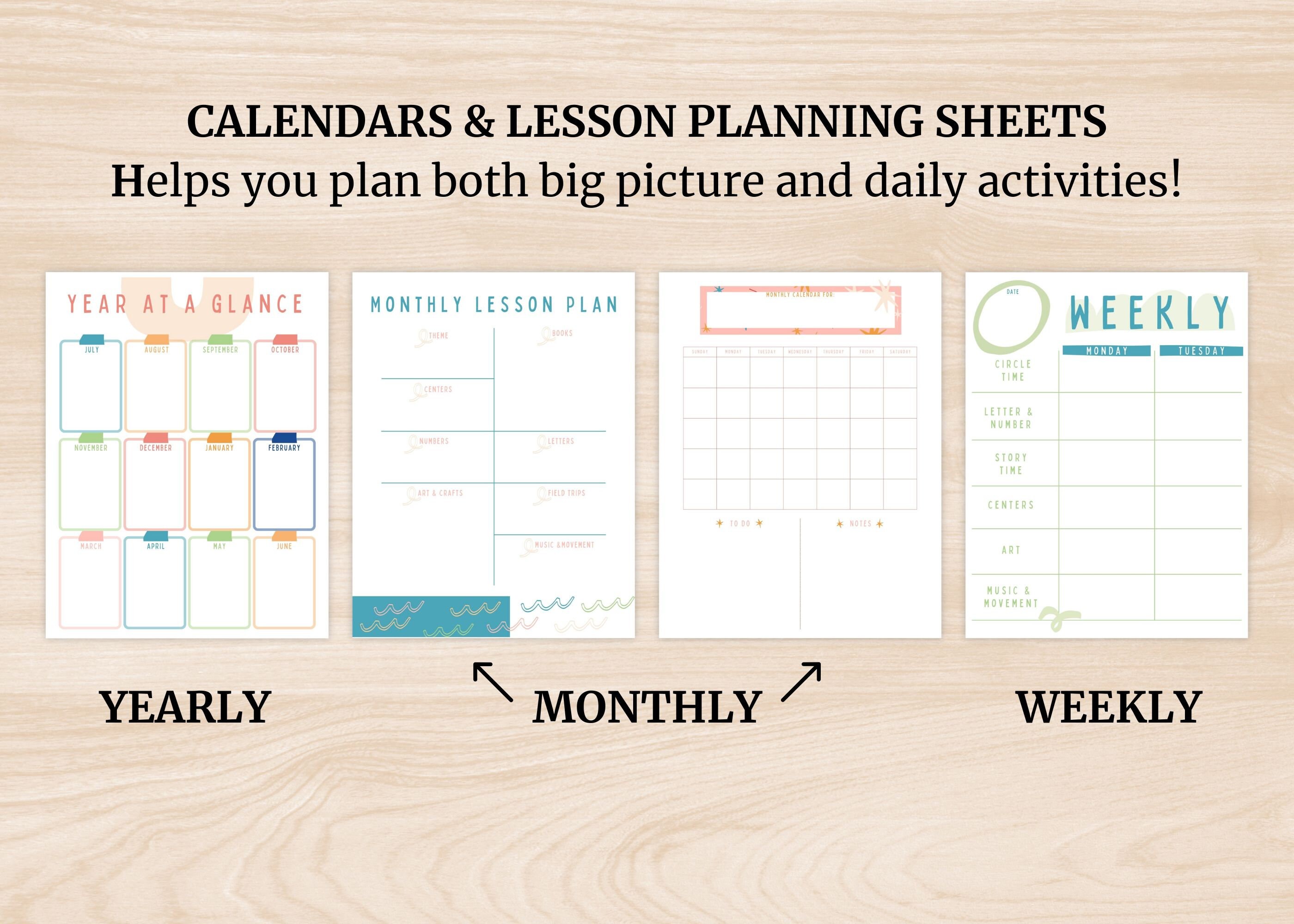 Preschool Teacher Planner / Pre K Academic Planner / Printable ...